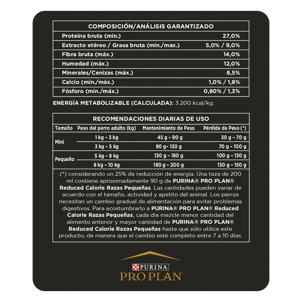 Pro Plan Calorías Reducidas Raza Pequeña 1kg