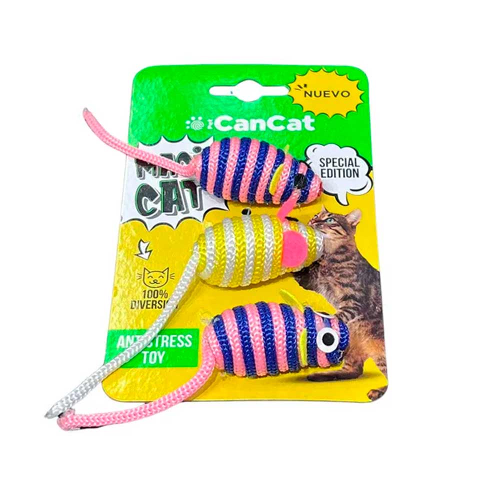 Ratón Con Pluma 3 Unidades Can Cat